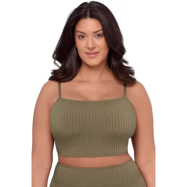 S3 Ribbed Squareneck Midkini Top - Eucalyptus