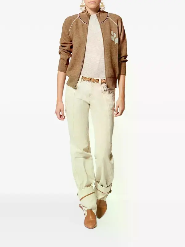 MARANT ETOILE Lanya Zip Logo Cardigan - Brown
