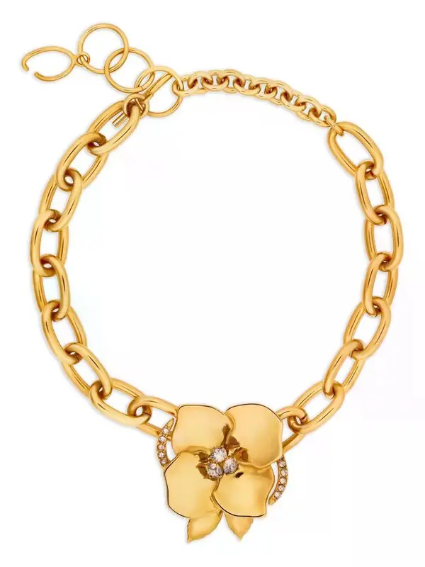 Oscar De La Renta Flower Chain Necklace - Gold