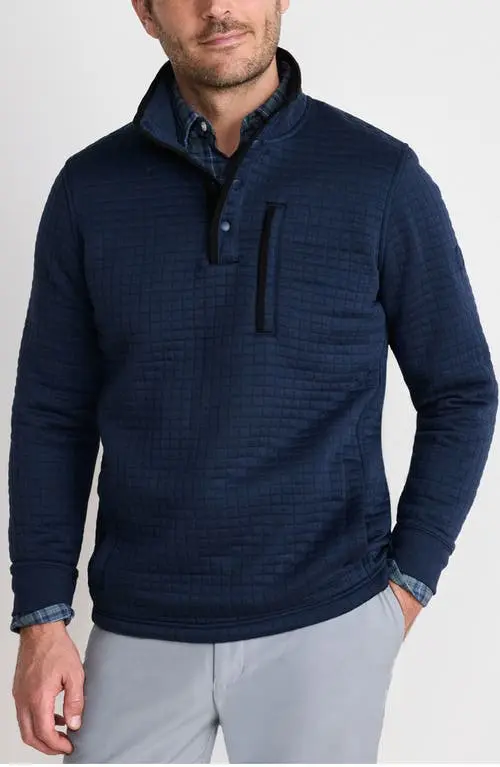 Vineyard Vines Quilted Quarter Snap Pullover - Blue Blazer