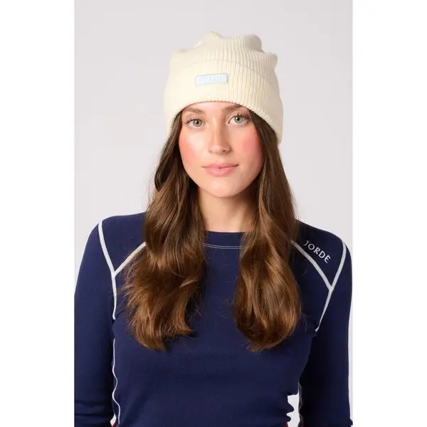 JORDE Tommy Merino Wool Beanie - White/ice