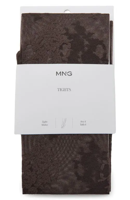 Mango Floral Jacquard Tights - Chocolate