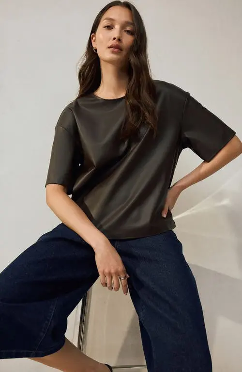 NEXT Coated Boxy T-shirt - Brown