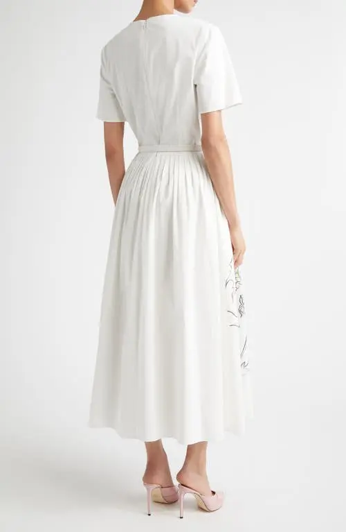 oscar midi dress white Oscar de La Renta Flower-detail Midi Dress