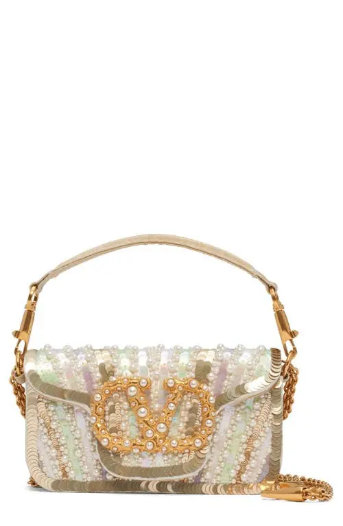 Valentino Garavani Locò Jewel Vlogo Embellished Shoulder Bag - Multicolor/burro/cream
