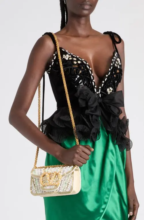 Valentino Garavani Locò Jewel Vlogo Embellished Shoulder Bag - Multicolor/burro/cream