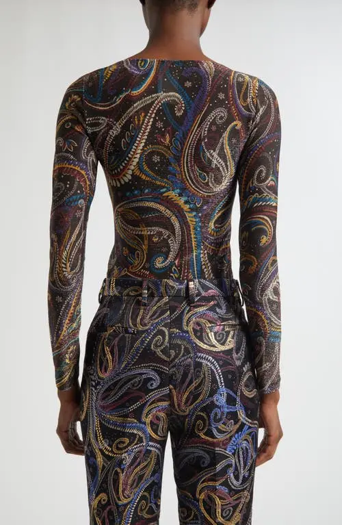 Etro Metallic Paisley Jersey Top