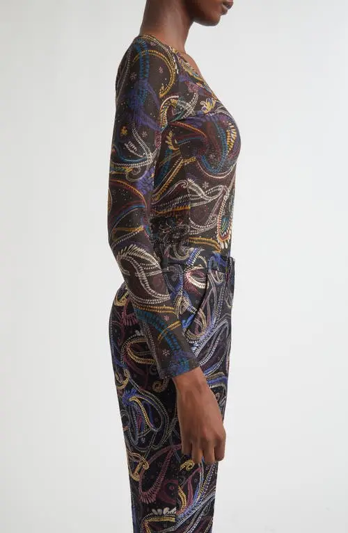 Etro Metallic Paisley Jersey Top