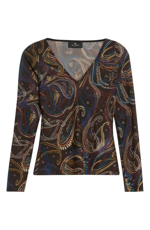 Etro Metallic Paisley Jersey Top