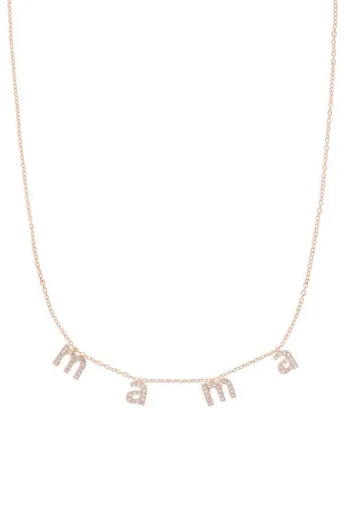 THE SIS KISS Lowercase Mama Necklace - Rose Gold W/crystals