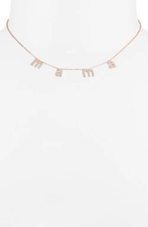 THE SIS KISS Lowercase Mama Necklace - Rose Gold W/crystals