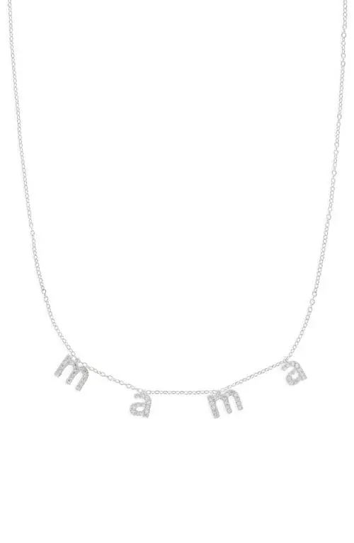 THE SIS KISS Lowercase Mama Necklace - Silver W/crystals