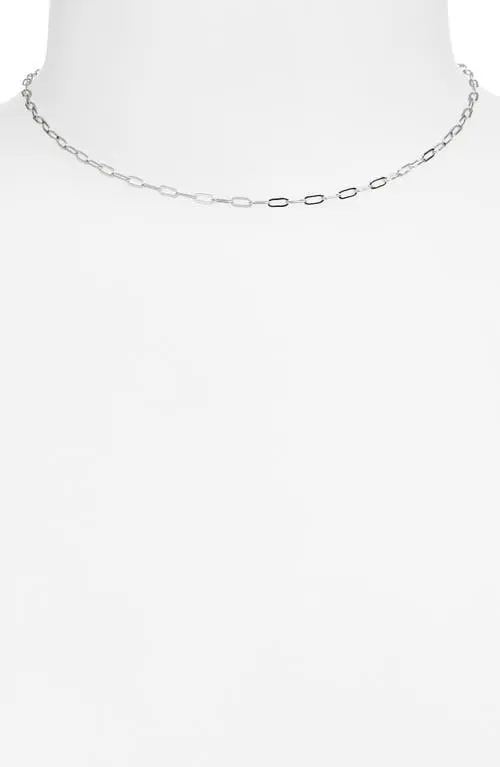 THE SIS KISS Mini Paperclip Chain Necklace - Silver