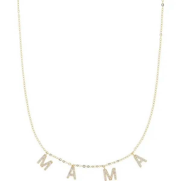 THE SIS KISS Mama Charm Chain Necklace - Gold W/crystals