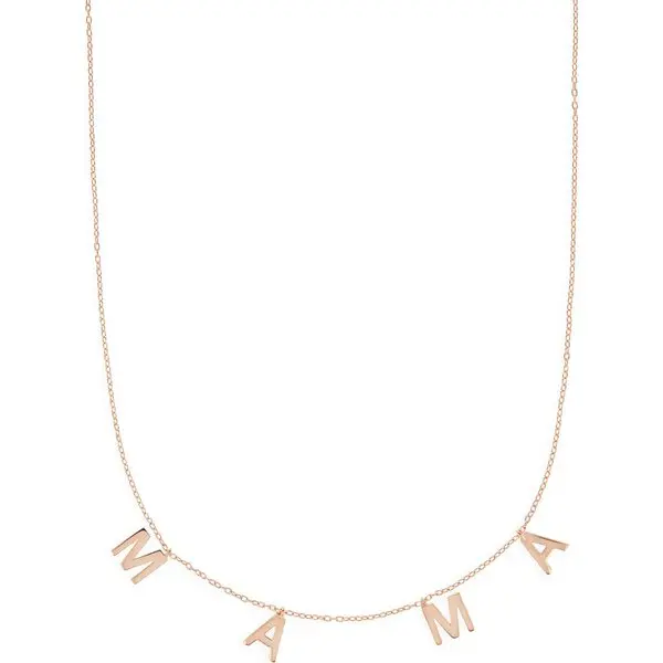 THE SIS KISS Mama Charm Chain Necklace - Rose Gold No Crystals