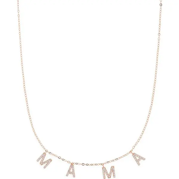 THE SIS KISS Mama Charm Chain Necklace - Rose Gold W/crystals