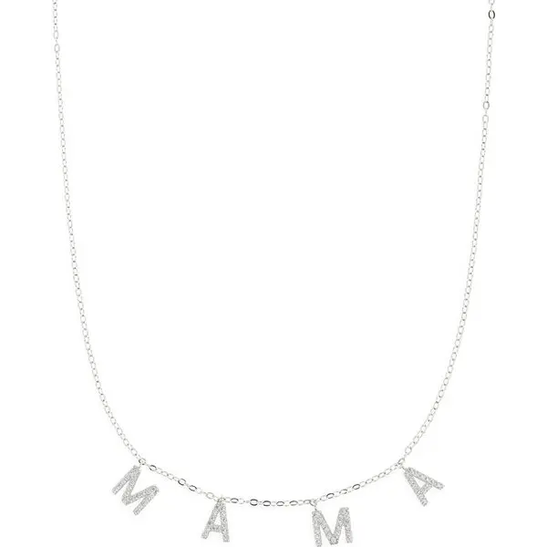 THE SIS KISS Mama Charm Chain Necklace - Silver W/ Crystals