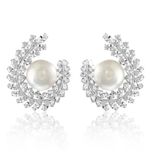 GEMMA AZZURRO Perla Statement Earrings - Pearl