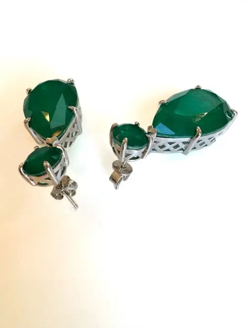 GEMMA AZZURRO Emerald Drop Earrings - Green