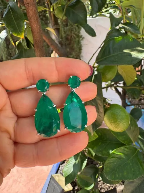 GEMMA AZZURRO Emerald Drop Earrings