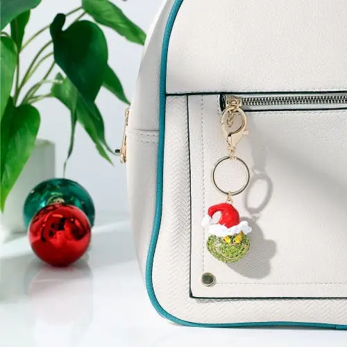 DR. SEUSS The Grinch Crystal Keychain With Santa Hat
