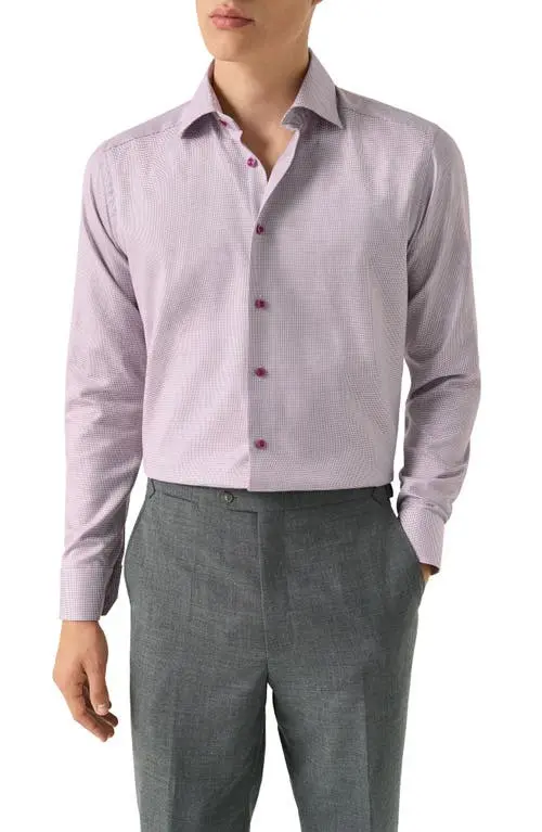Eton Slim Fit Houndstooth Button-up Shirt - Medium Red