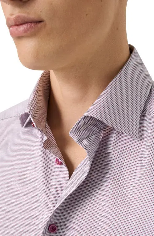 Eton Slim Fit Houndstooth Button-up Shirt - Medium Red
