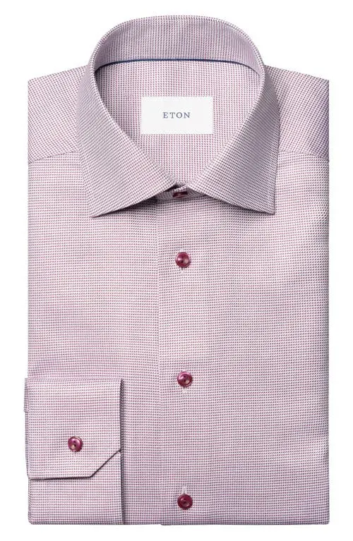 Eton Slim Fit Houndstooth Button-up Shirt - Medium Red