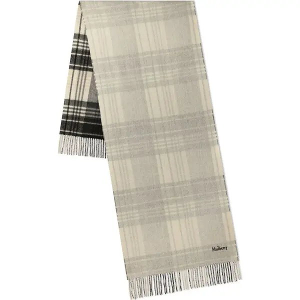 Mulberry Large Reversible Heritage Check Scarf - Eggshell-black