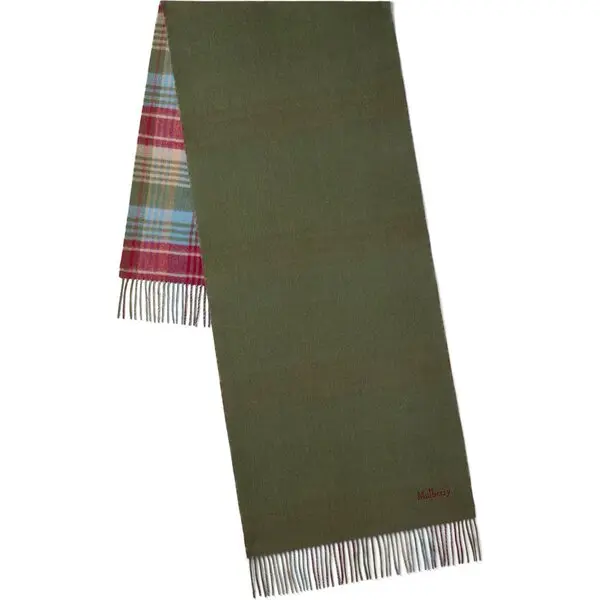 Mulberry Large Reversible Heritage Check Scarf - Moss-sky Blue