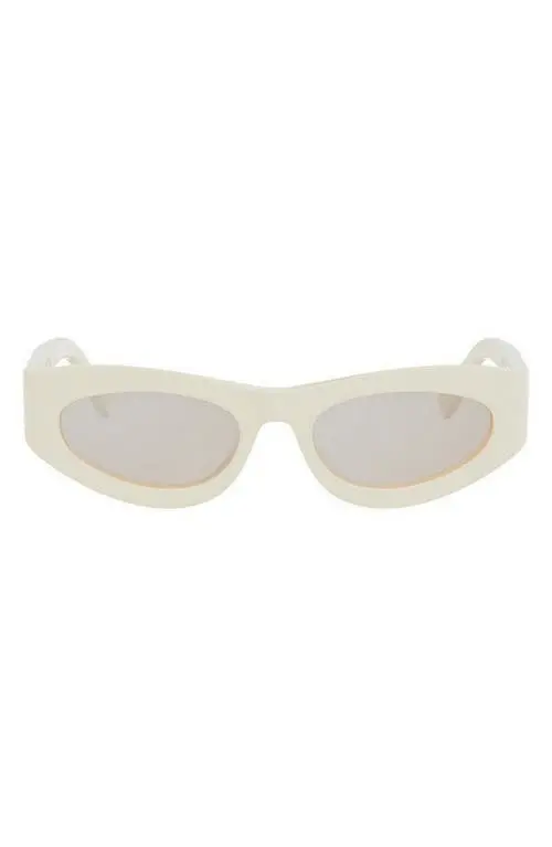 Fendi Ff Diamonds 51mm Oval Sunglasses - Ivory/brown Mirror