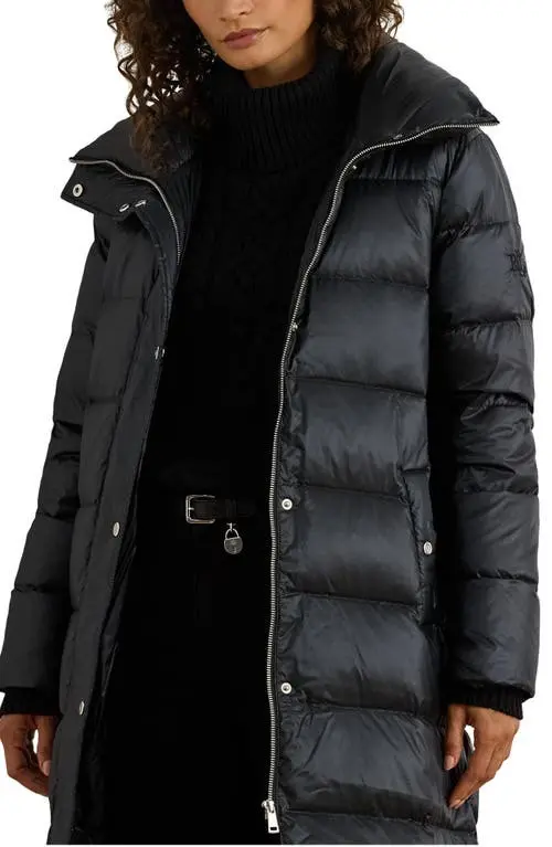 Ralph Lauren Maxi Soft Long Puffer Coat - Black