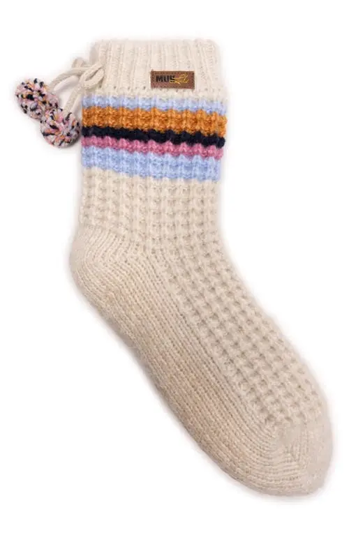 MUK LUKS Waffle Cottage Crew Socks - Vanilla