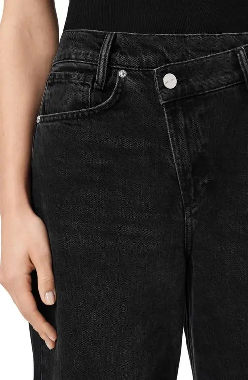ALLSAINTS Aki Crossover Wide Leg Jeans - Washed Black