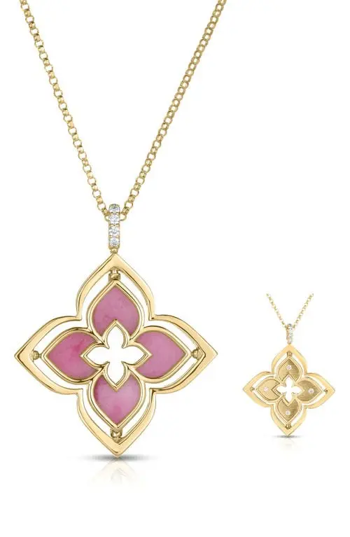 Roberto Coin Venetian Princess Pirouette Diamond And Rhodonite Pendant Necklace - Pink