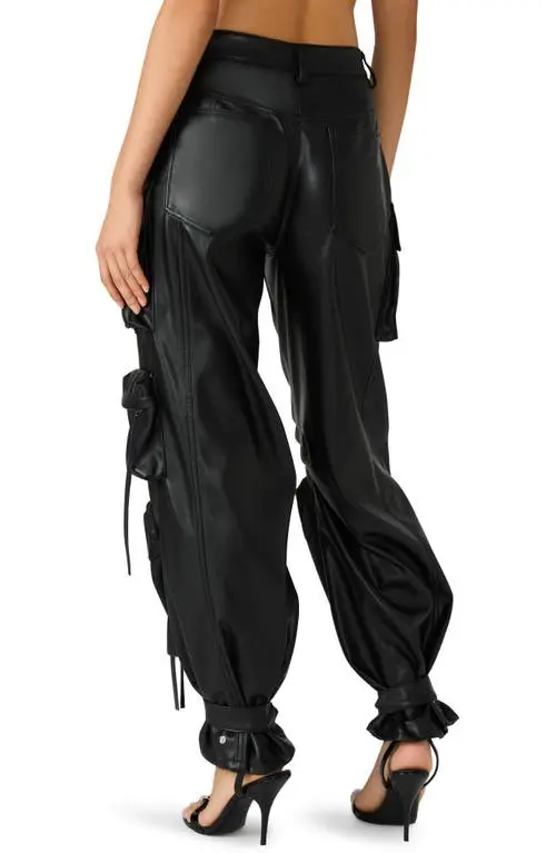 Steve Madden Faux Leather Wide Leg Cargo Pants