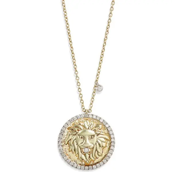 Meira T Lion Disc Pendant Necklace - Gold
