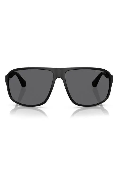 Emporio Armani 64mm Polarized Square Sunglasses - Matte Black/grey Polar