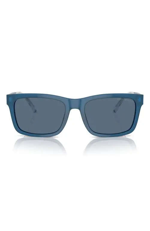 Emporio Armani 57mm Rectangular Sunglasses - Shiny Opaline Blue/dark Blue