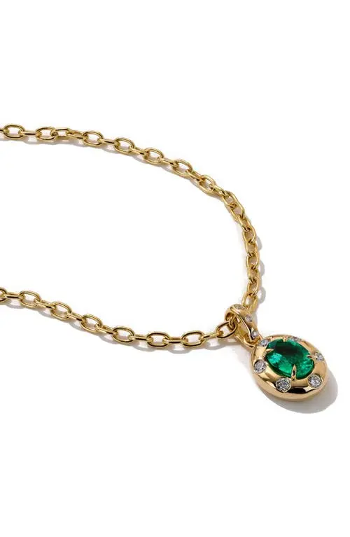MARK HENRY Aurum Oval 18k Gold Pendant Necklace With And Diamonds - Emerald