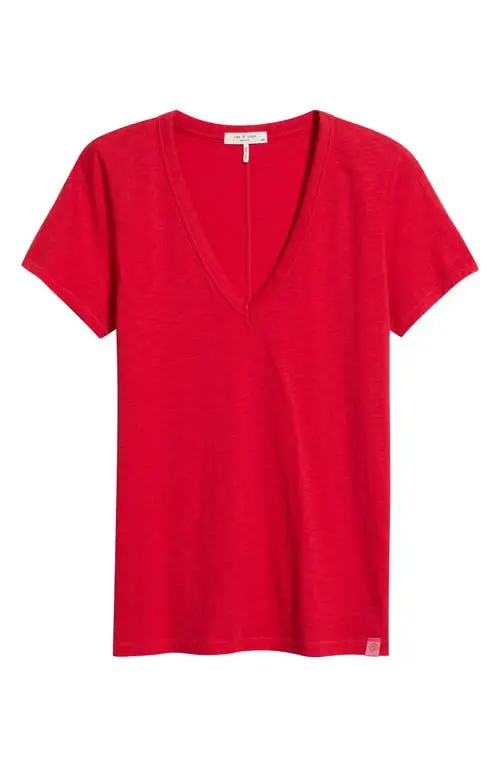 Rag & Bone Slub V-neck T-shirt - Red