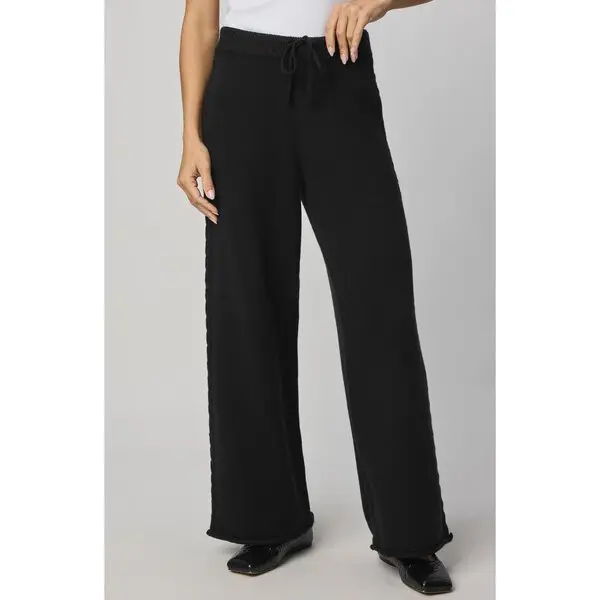 Splendid Jetset Wide-leg Sweater Pants - Black