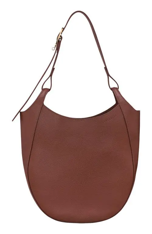 Longchamp Large Le Foulonne Leather Hobo Bag - Coffee