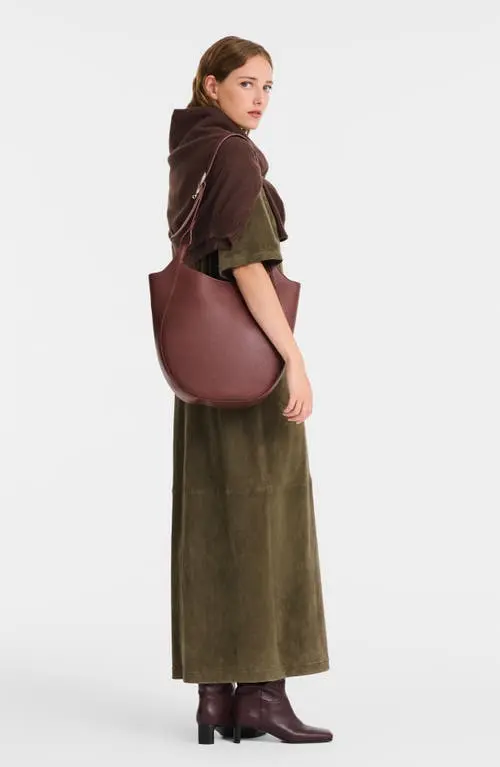 Longchamp Large Le Foulonne Leather Hobo Bag - Coffee