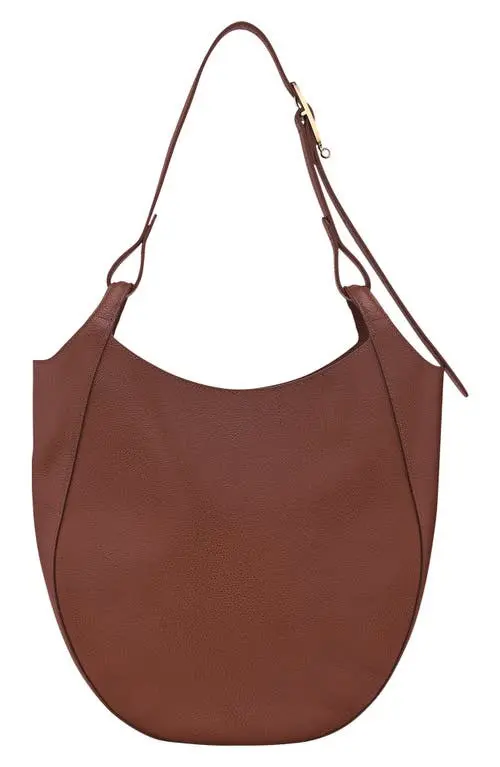 Longchamp Large Le Foulonne Leather Hobo Bag - Coffee