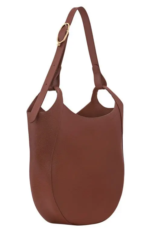 Longchamp Large Le Foulonne Leather Hobo Bag - Coffee