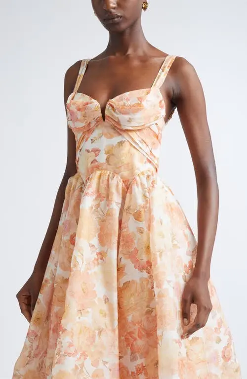 Zimmermann Rebellion Draped Linen & Silk Fit & Flare Midi Dress - Golden  Bloom | Editorialist