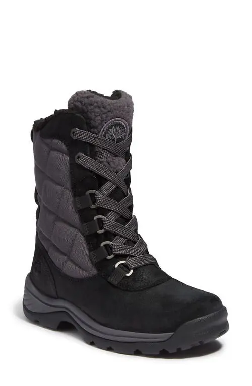 Timberland Waterproof Tall Snow Boots - Black Suede