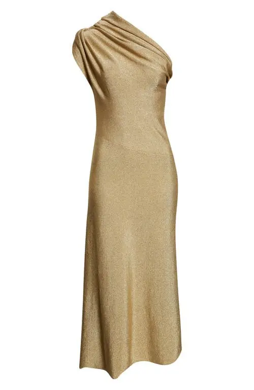 Khaite Coast Metallic Knit One-shoulder Dress - Gold