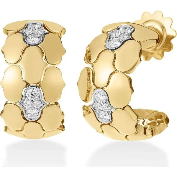 Roberto Coin Cobra Diamond Hoop Earrings In 18k Gold - Yellow